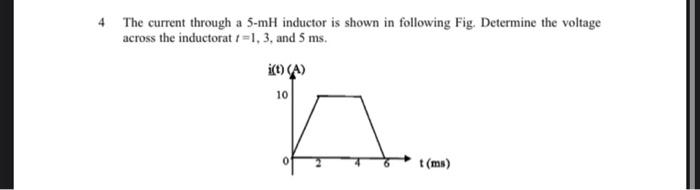 Solved The current through a 5−mH inductor is shown in | Chegg.com