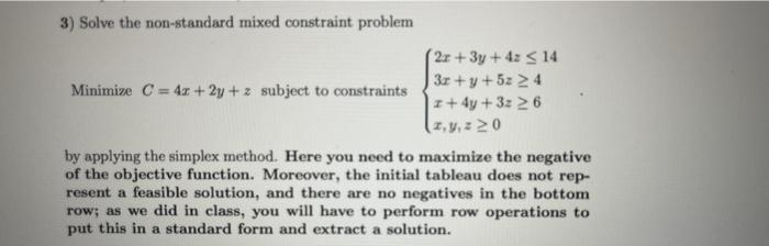 Solved 3) Solve the non-standard mixed constraint problem 2x | Chegg.com
