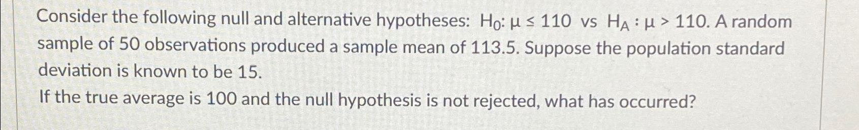 Solved Consider the following null and alternative | Chegg.com