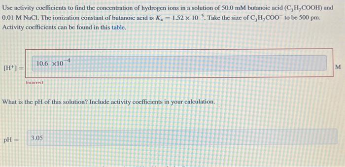 Solved Use activity coefficients to find the concentration | Chegg.com