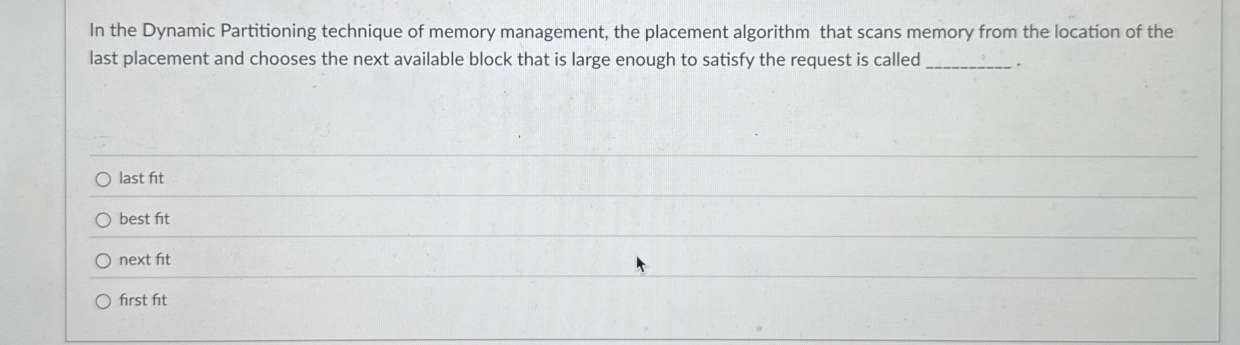 Solved In the Dynamic Partitioning technique of memory | Chegg.com