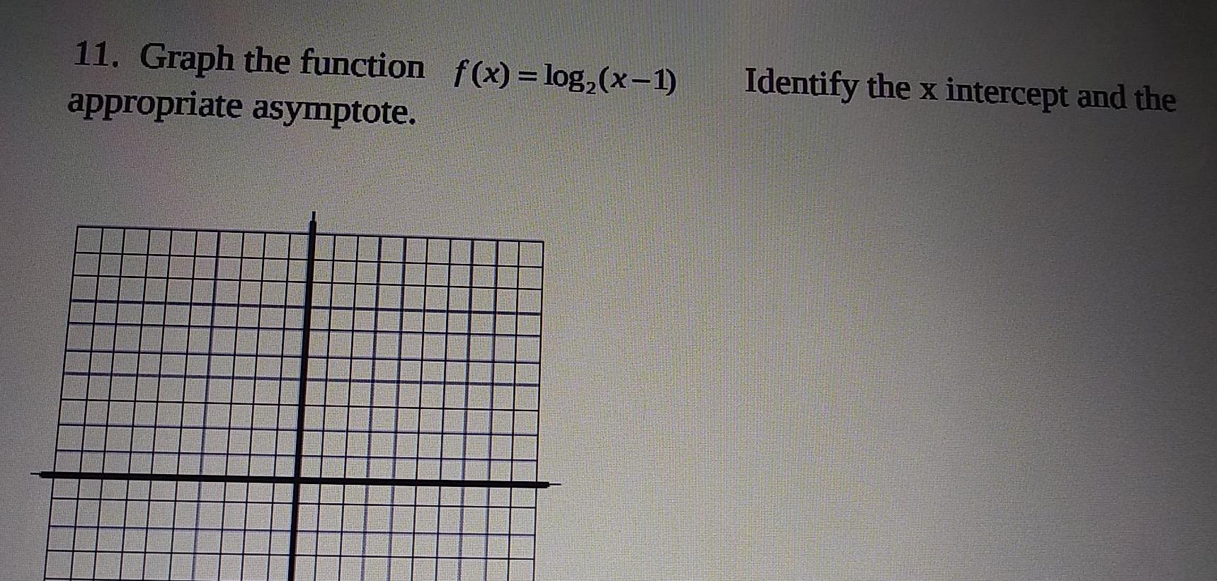 Solved 11. Graph the function f(x) = log2(x-1) appropriate | Chegg.com