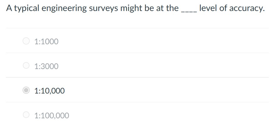 Solved A typical engineering surveys might be at the level | Chegg.com