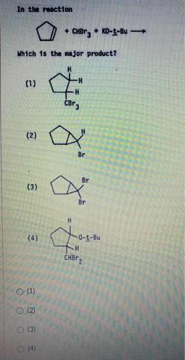 Solved In the reaction + CHorg • KO-t-Bu- Which is the major | Chegg.com