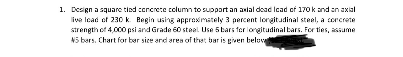 Solved Design a square tied concrete column to support an | Chegg.com