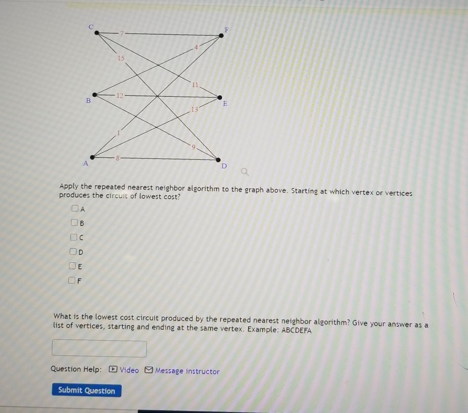 Solved C F 15 B E 13 D а Q Apply the repeated nearest | Chegg.com