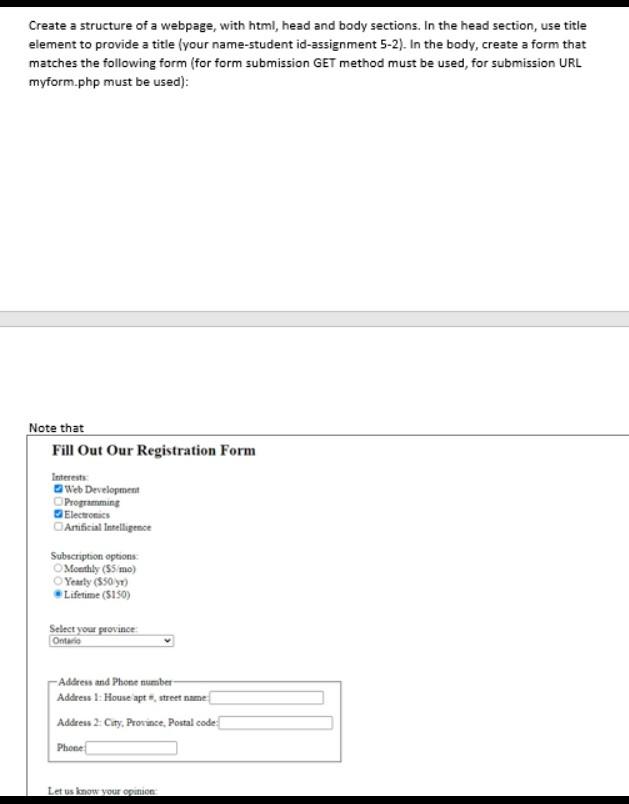 Solved Create a structure of a webpage, with html, head and | Chegg.com