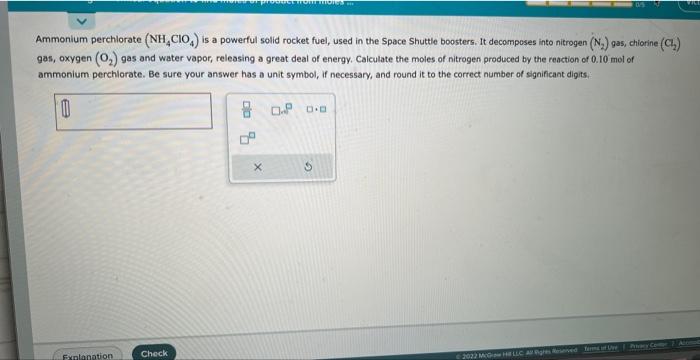 Solved Ammonium perchlorate (NH4ClO4) is a powerful solid | Chegg.com