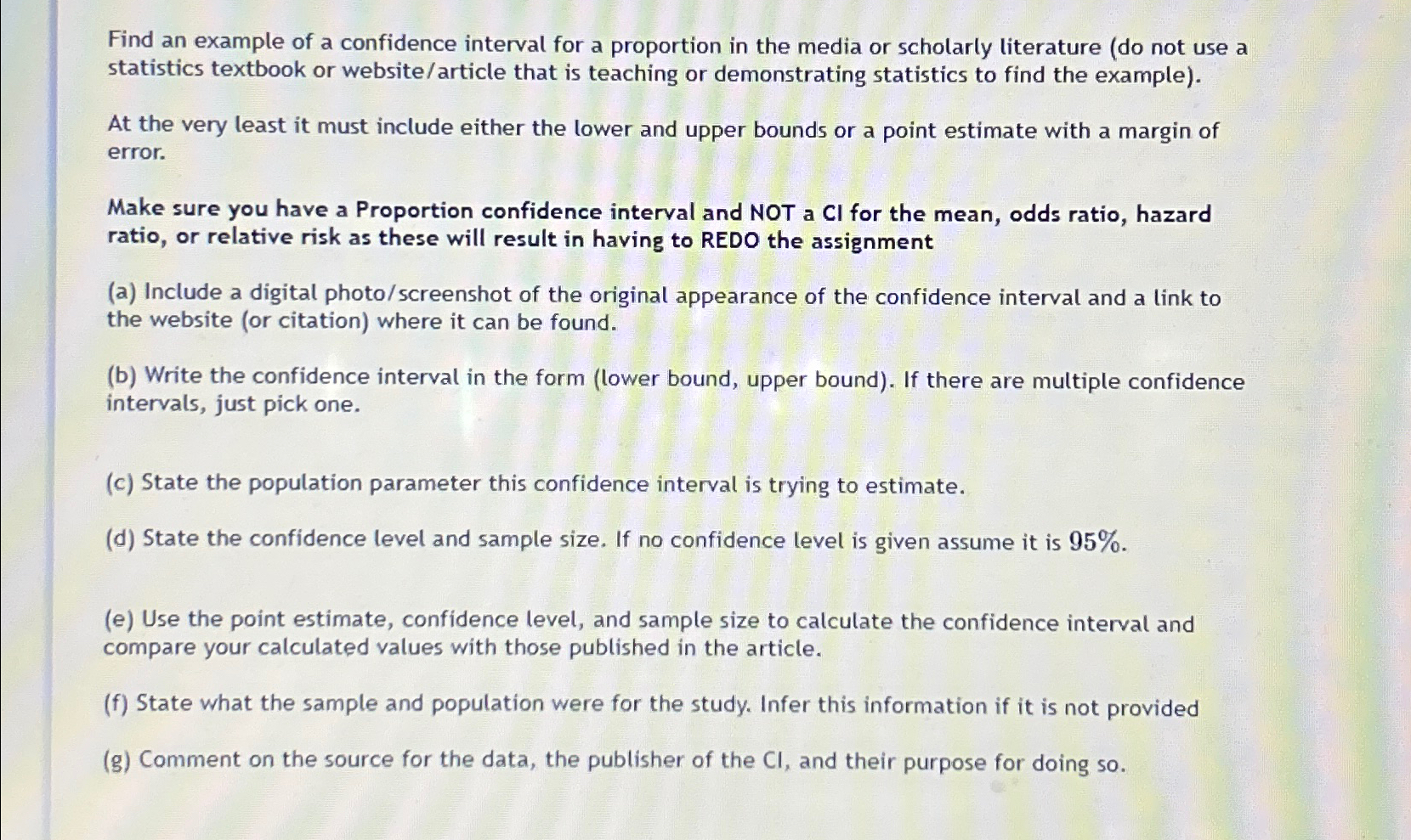 Solved Find an example of a confidence interval for a | Chegg.com