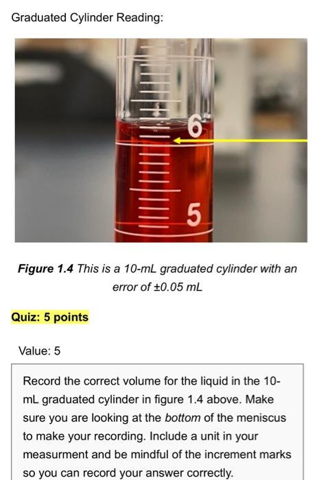 Solved Graduated Cylinder Reading: Figure 1.4 This is a | Chegg.com