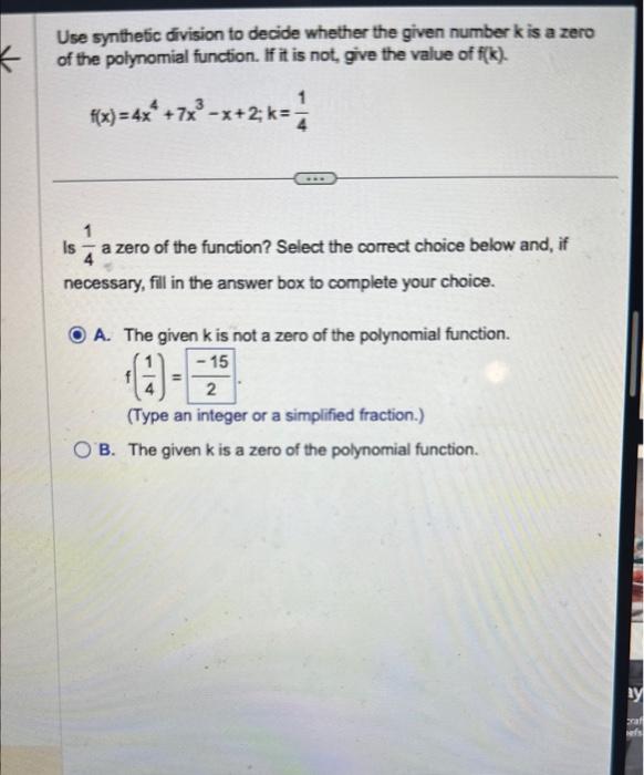 Solved Use synthetic division to decide whether the given | Chegg.com