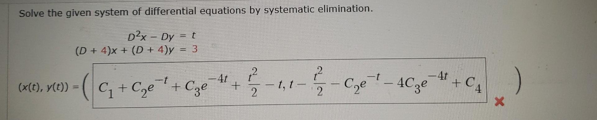 Solved Solve the given system of differential equations by | Chegg.com