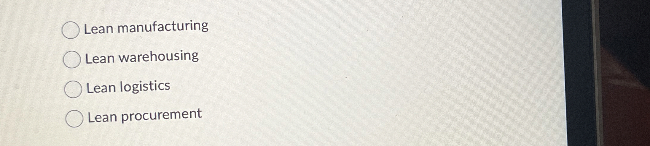 Solved Lean manufacturingLean warehousingLean logisticsLean | Chegg.com