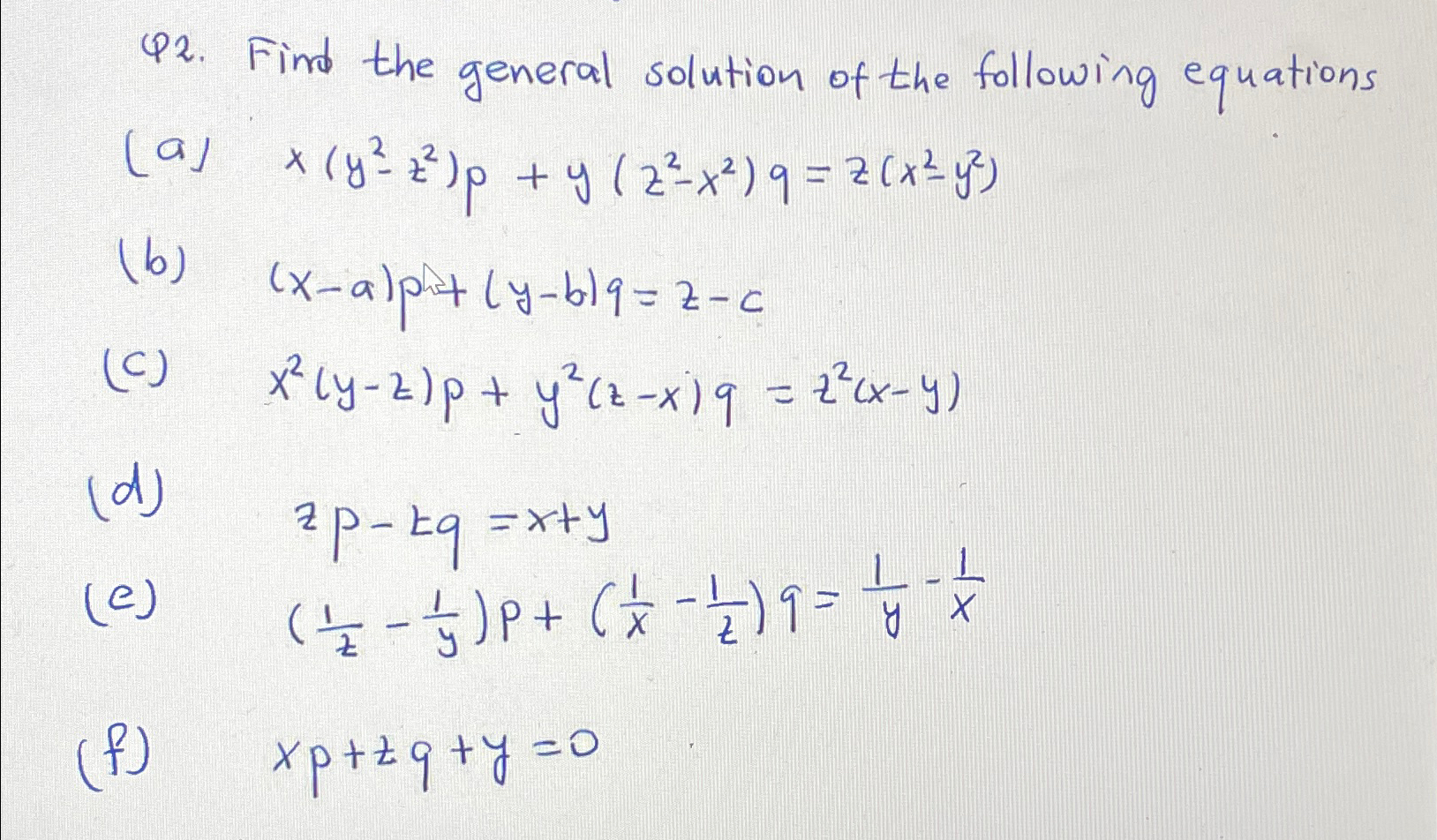 Solved Q2. ﻿Find the general solution of the following | Chegg.com