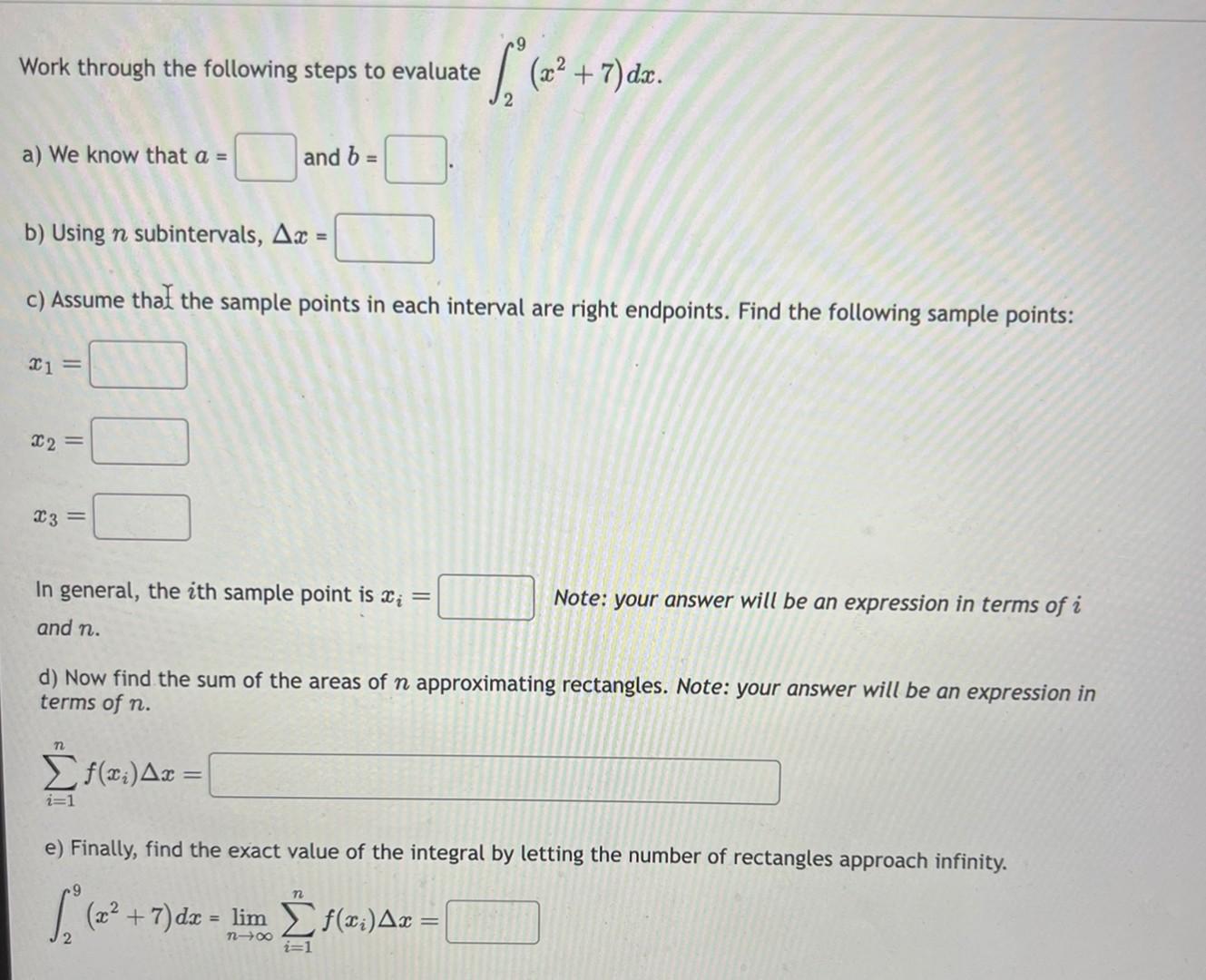 Solved Work through the following steps to evaluate | Chegg.com
