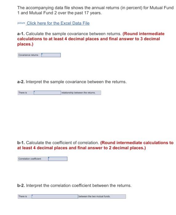 Solved The accompanying data file shows the annual returns | Chegg.com
