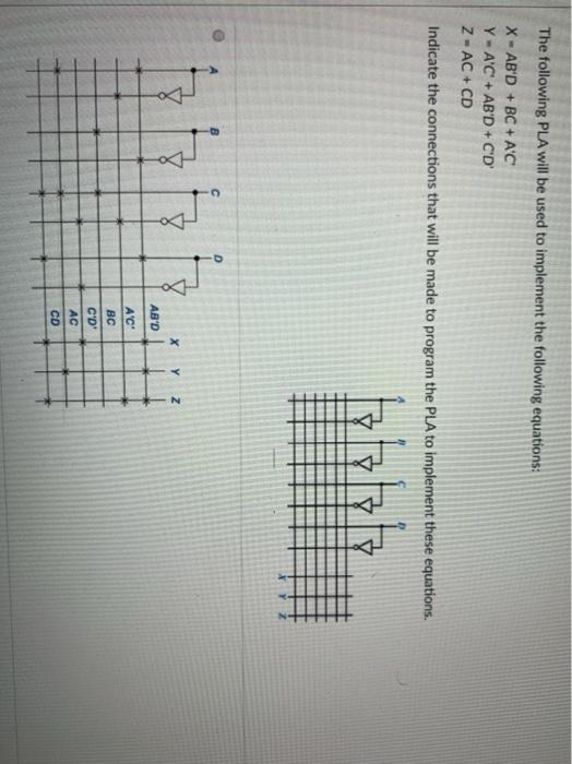Solved The following PLA will be used to implement the | Chegg.com
