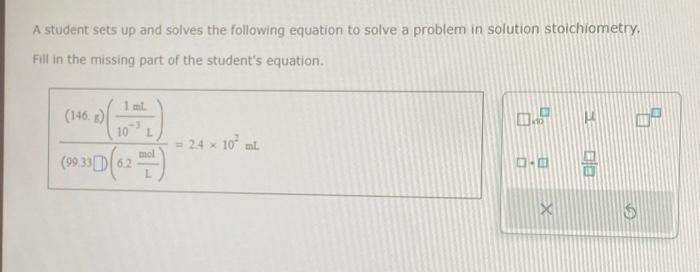 Solved A student sets up and solves the following equation | Chegg.com