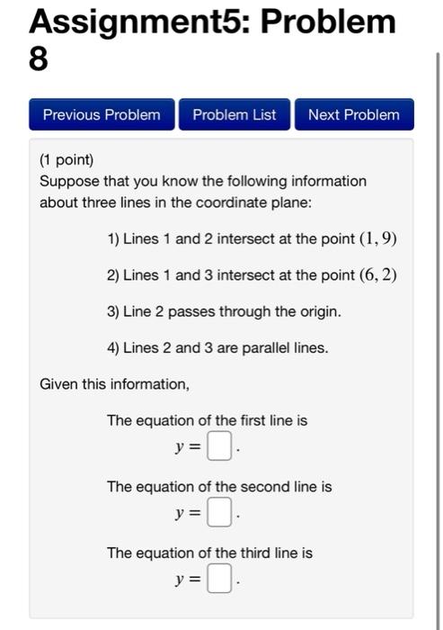 Solved Assignment5: Problem 8 Previous Problem Problem List | Chegg.com