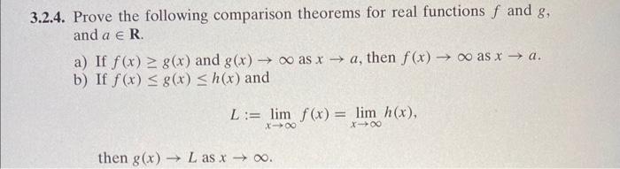 Solved 2.4. Prove the following comparison theorems for real | Chegg.com