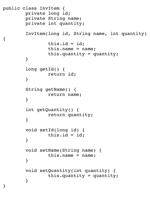 Solved c) addItem: creates a new InvItem object using the | Chegg.com