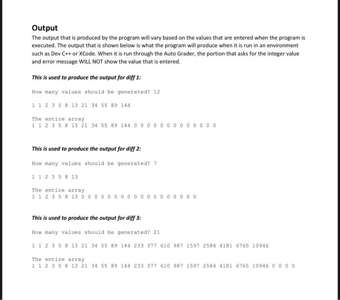 Solved Generate Fibo Overview For this daily, write a | Chegg.com