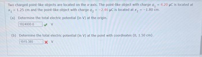Solved Two charged point-like objects are located on the | Chegg.com