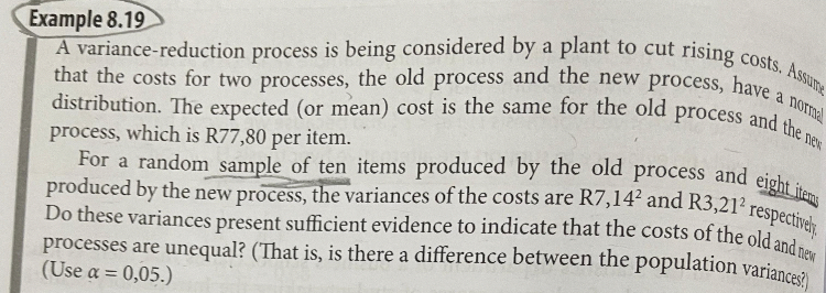 Solved Example 8.19A variance-reduction process is being | Chegg.com