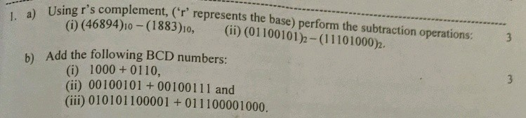 Solved 1. a) Using r's complen is complement, ('r represents | Chegg.com