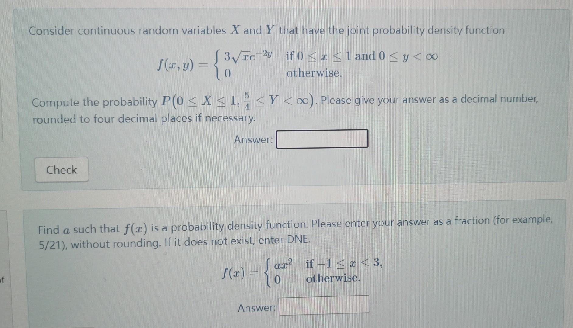 Solved Consider continuous random variables X and Y that | Chegg.com