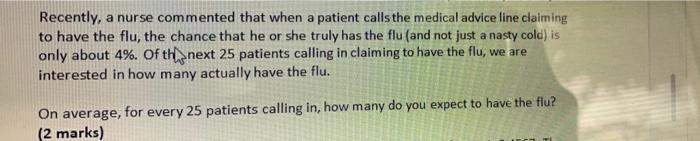 Solved Recently, a nurse commented that when a patient calls | Chegg.com