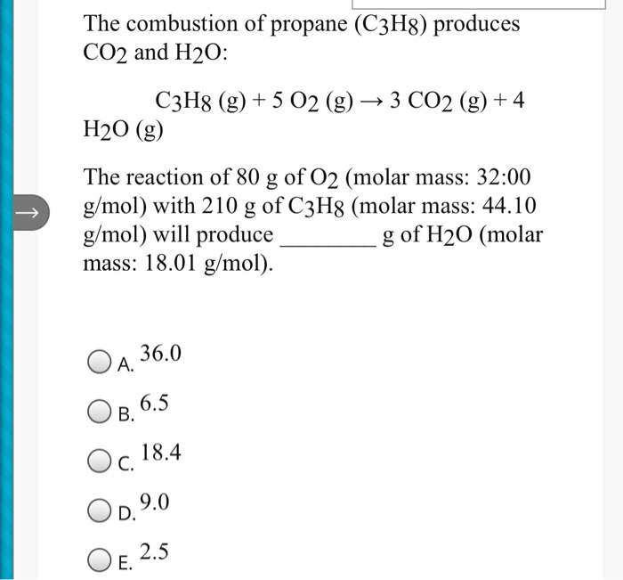 Solved The combustion of propane (C3H8) produces CO2 and | Chegg.com