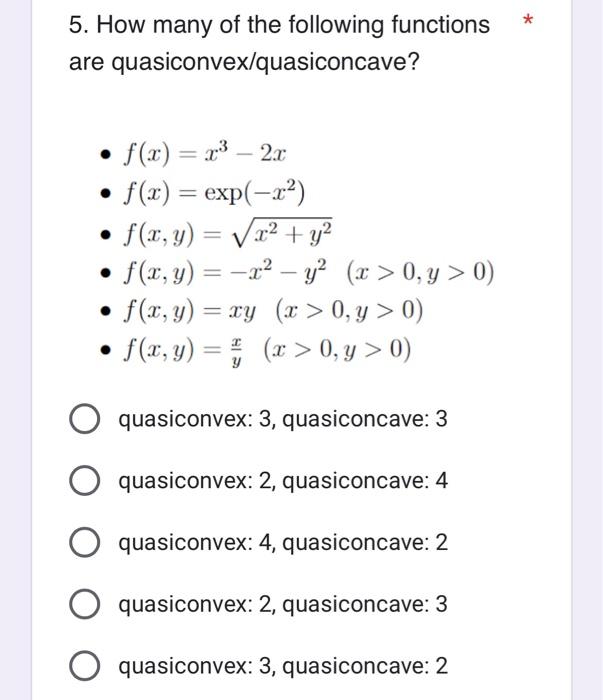 Solved 5. How many of the following functions are | Chegg.com