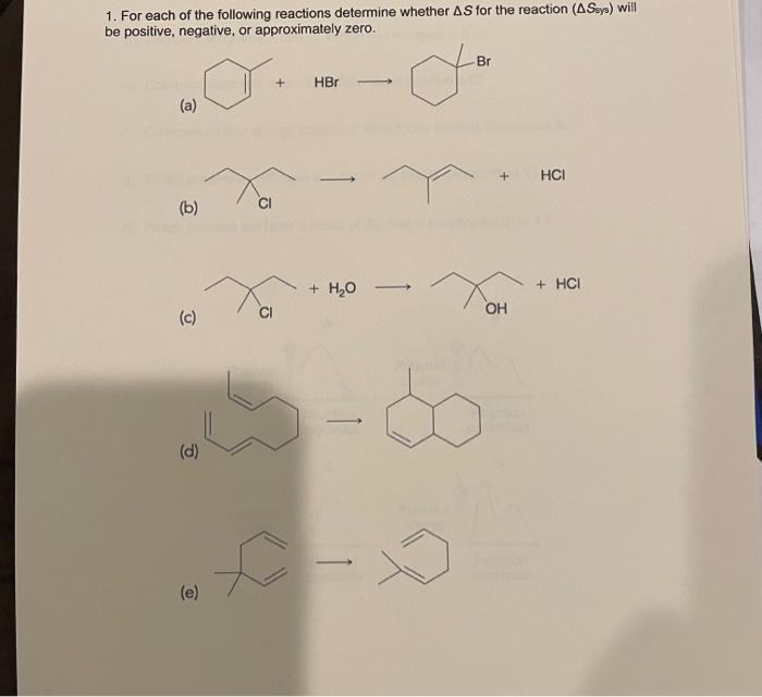 Solved 1 For Each Of The Following Reactions Determine
