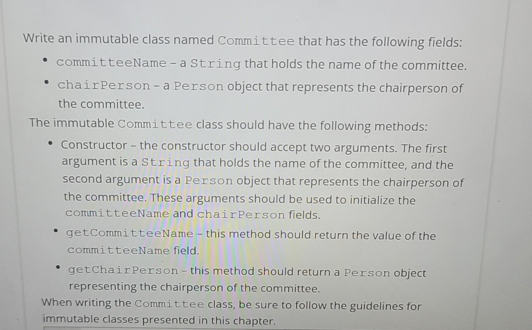 Solved Sume That The Following Mutable Class Has Been