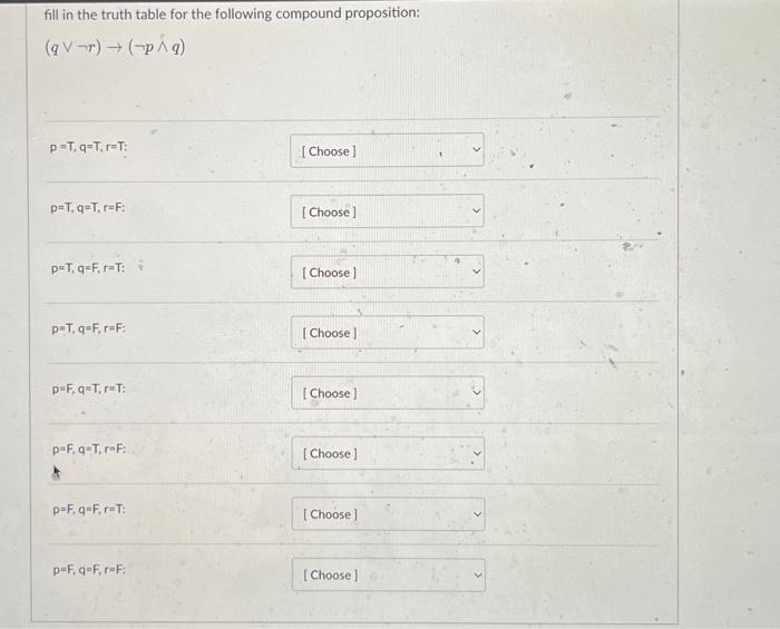 Solved fill in the truth table for the following compound | Chegg.com
