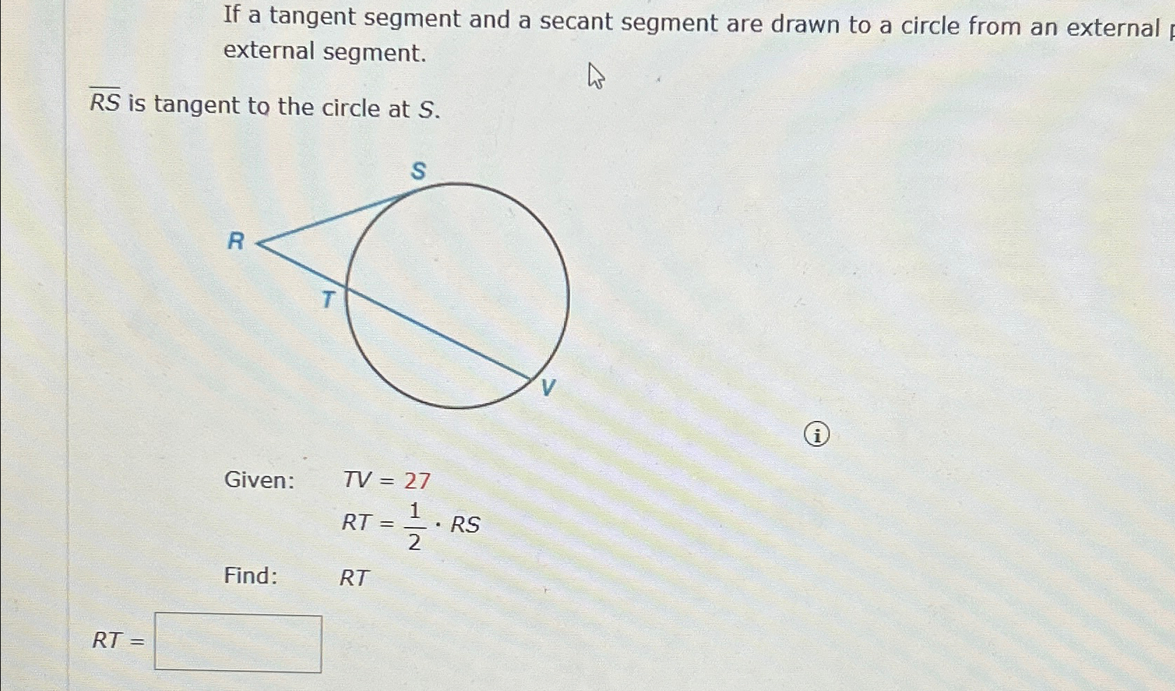 Solved If a tangent segment and a secant segment are drawn | Chegg.com