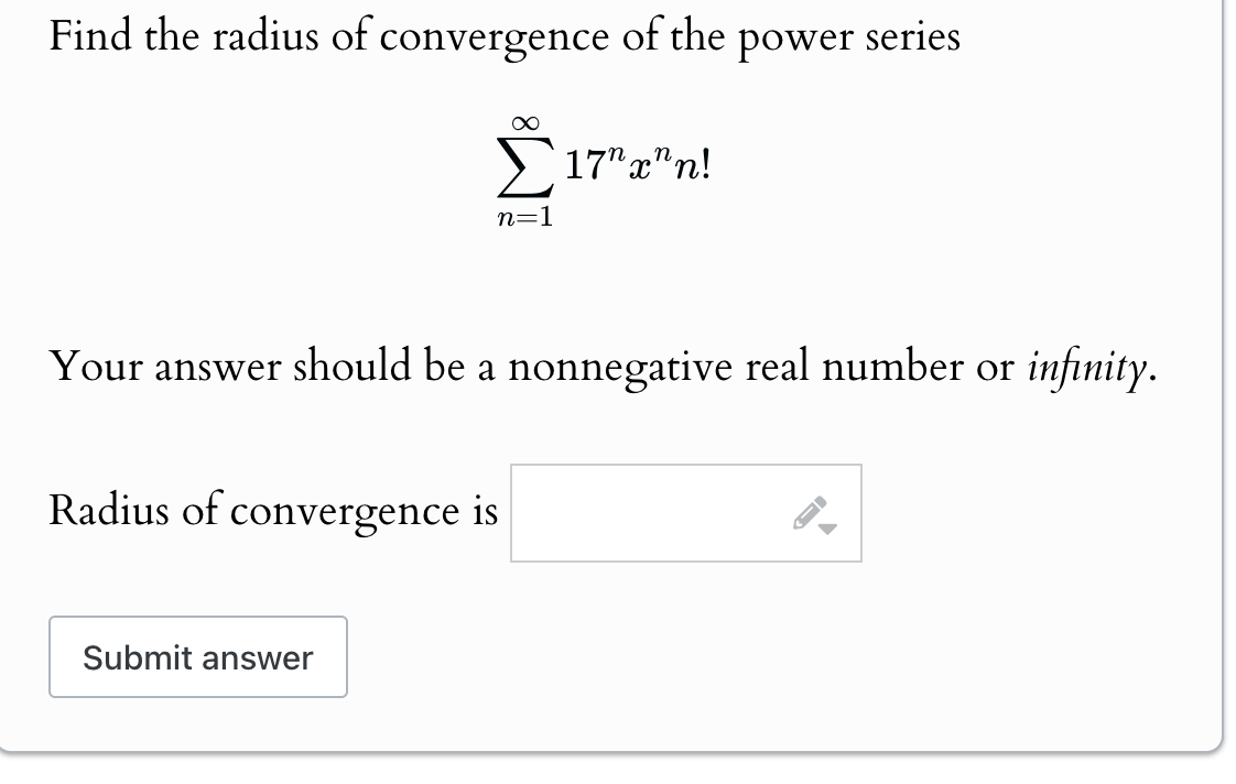Solved Find the radius of convergence of the power | Chegg.com