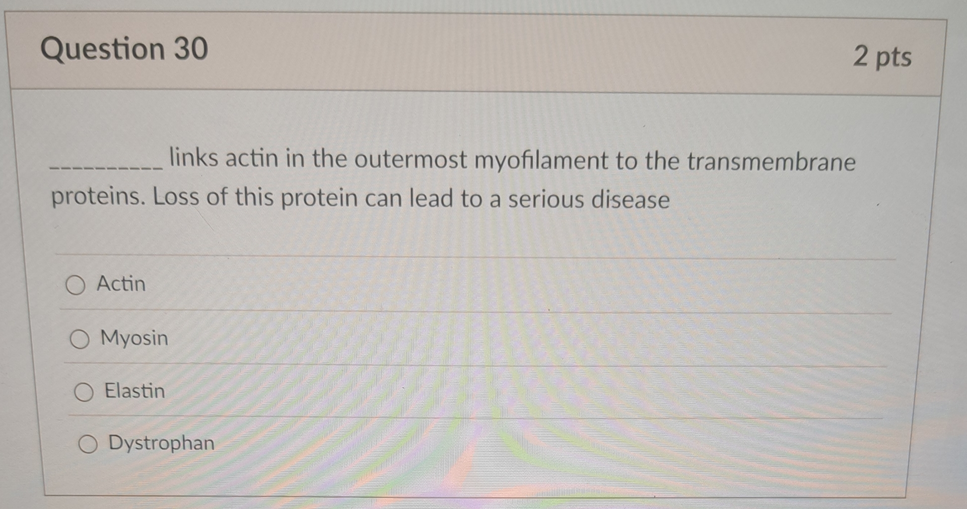 Solved Question 302 ﻿pts ﻿links actin in the outermost | Chegg.com