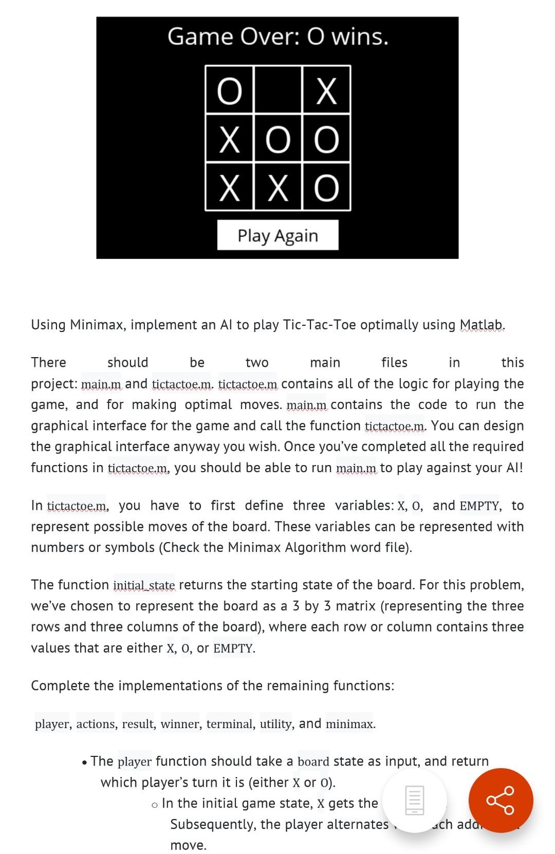 Solved Using Minimax, implement an Al to play Tic-Tac-Toe | Chegg.com Solved Using Minimax, implement an Al to play Tic-Tac-Toe | Chegg.com
