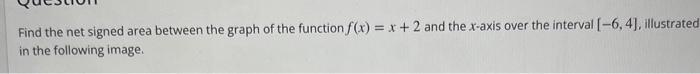 Solved Find the net signed area between the graph of the | Chegg.com