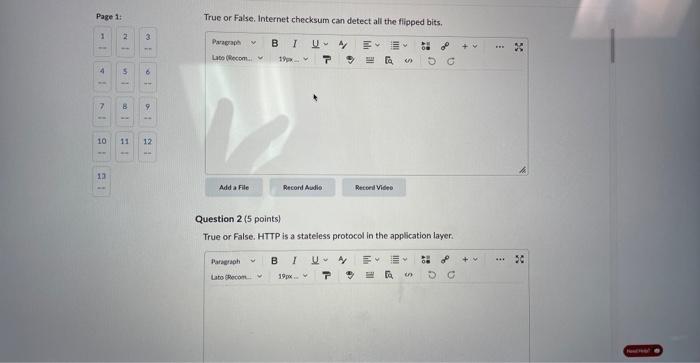Solved True or False, Internet checksum can detect all the | Chegg.com
