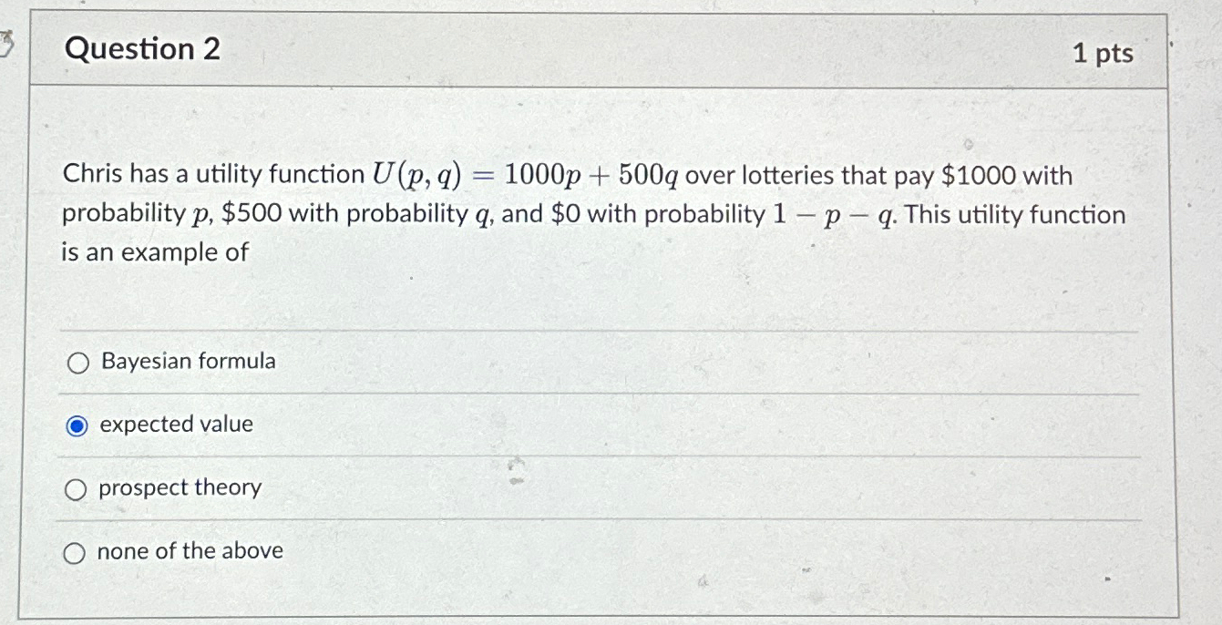 Solved Question 21 ﻿ptsChris has a utility function | Chegg.com