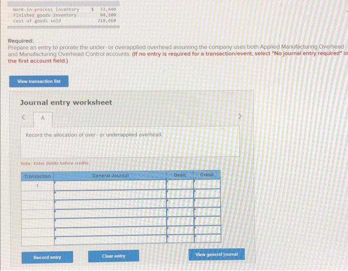 Solved Exercise 7-30 (Algo) Prorate Under or Overapplied | Chegg.com