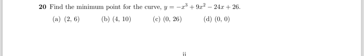 Solved 20 ﻿Find the minimum point for the curve, | Chegg.com