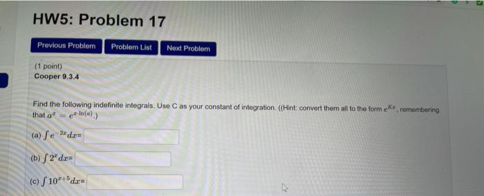 Solved HW5: Problem 17 Previous Problem Problem List Next | Chegg.com
