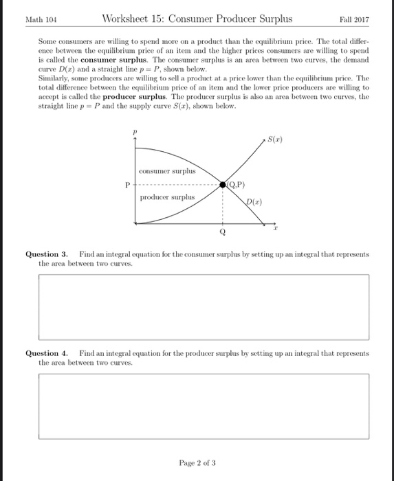 Solved 1 of 3 Worksheet 15: Consumer Producer Surplus Fall | Chegg.com