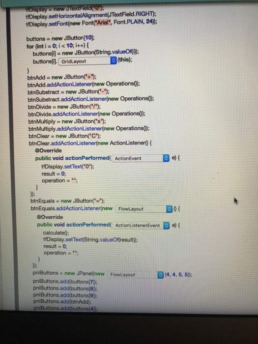 Solved buttons = new JButton[10]; for (int i=0;i