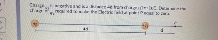 Solved Charge is negative and is a distance 4d from charge | Chegg.com