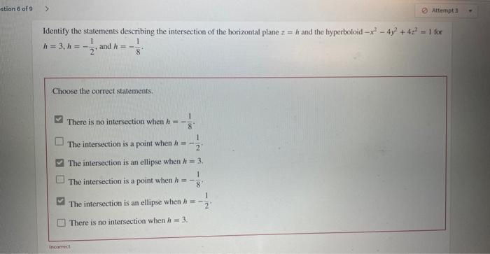 Solved Identify the statements describing the intersection | Chegg.com